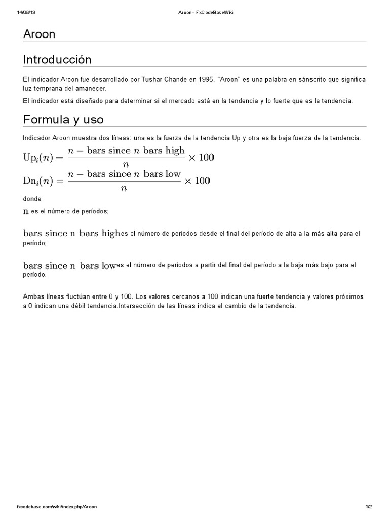 Aroon - FxCodeBaseWiki | PDF | Historia
