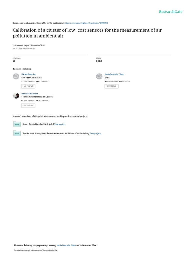 Calibration of A Cluster of Low-Cost Sensors For The Measurement of Air Pollution in Ambient Air ...