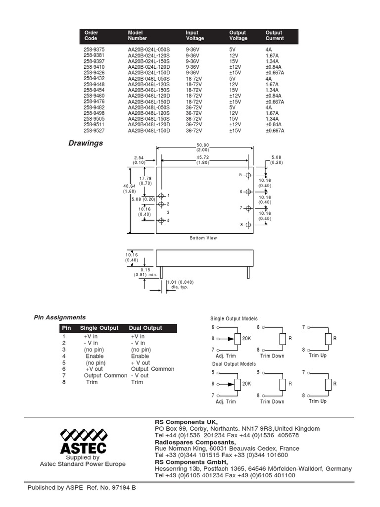 Astec DC-DC Converter | PDF | Physical Quantities | Electronic Engineering
