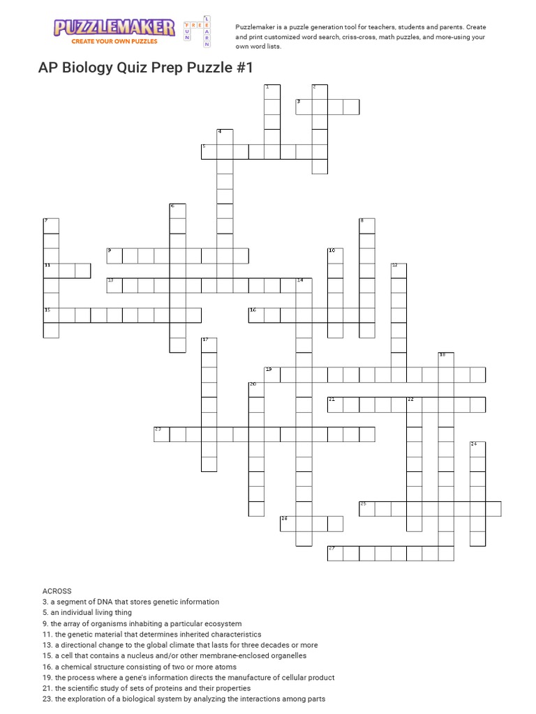 AP Biology Quiz Prep Puzzle #1 | PDF | Science & Mathematics