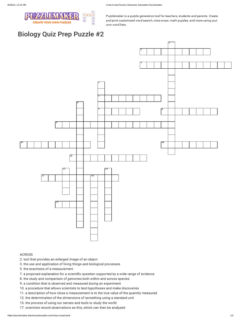 Biology Quiz Prep Puzzle #2 | PDF | Experiment | Gene