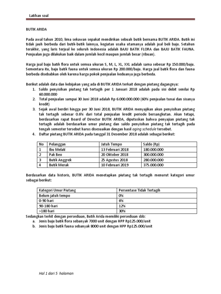 Soal Ui Piutang | PDF