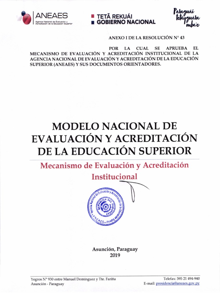 Mecanismo De Evaluacion Y Acreditacion Institucional Pdf Evaluación 0587