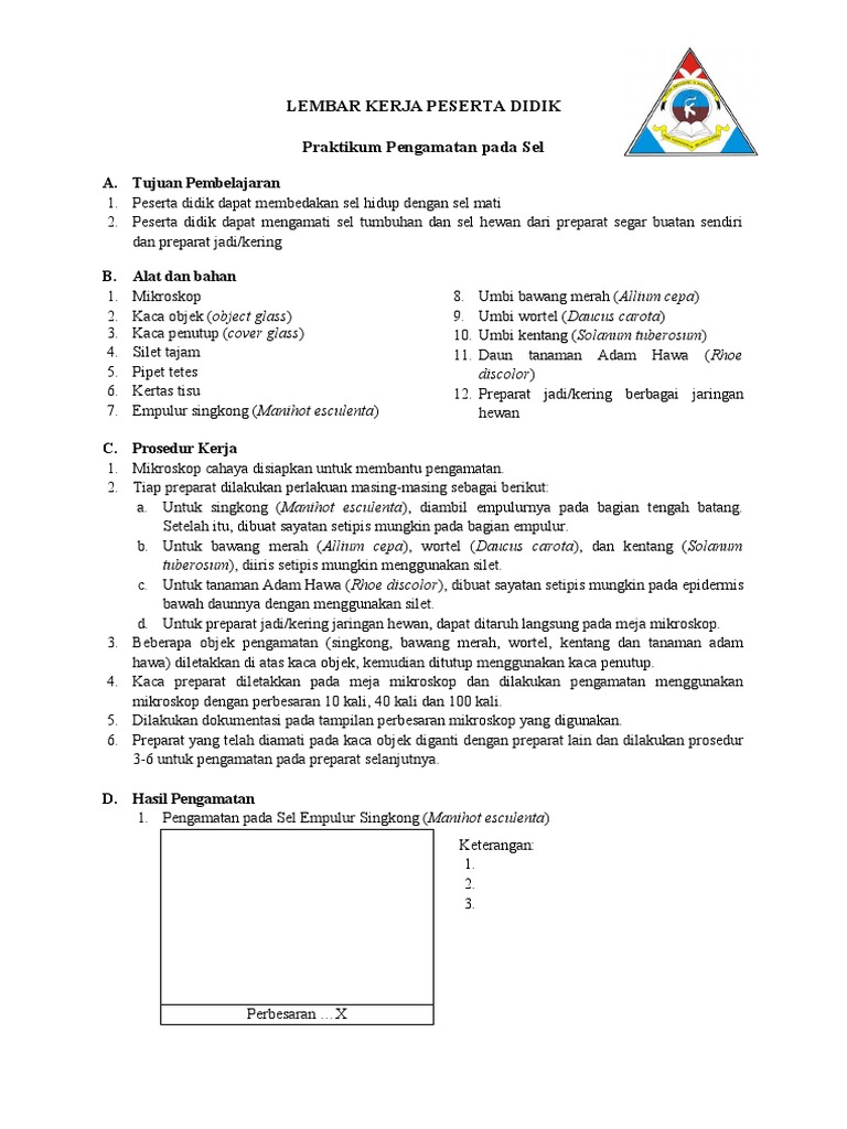 LKPD Sel | PDF | Ilmu Sosial | Griya & Taman