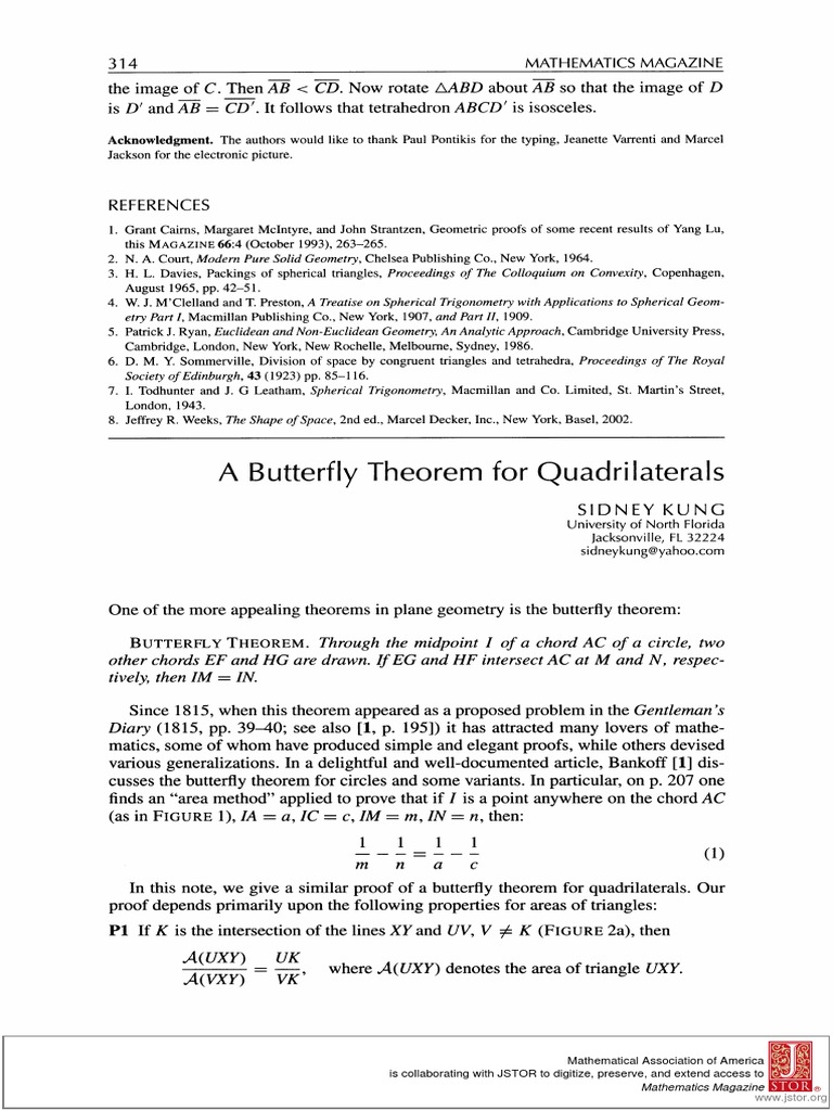 A Butterfly Theorem For Quadrilaterals | PDF