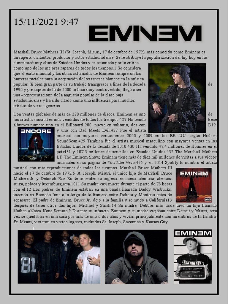 Marshall Bruce Mathers III | PDF | Industria de la música | Música grabada