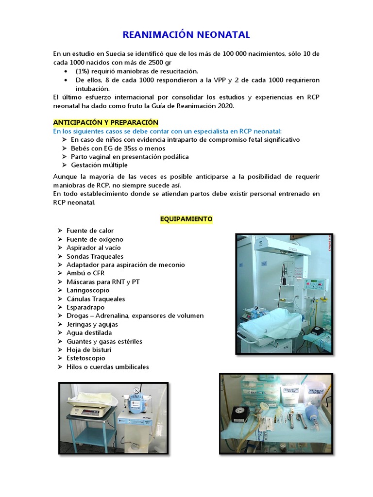 RCP Neonatal | PDF | Reanimación cardiopulmonar | Infantes