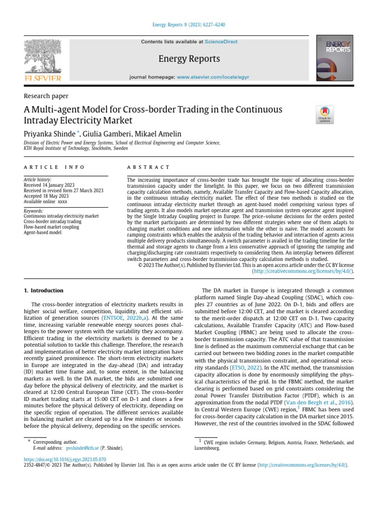 A Multi Agent Model For Cross Border Trading In The Continuous Intraday