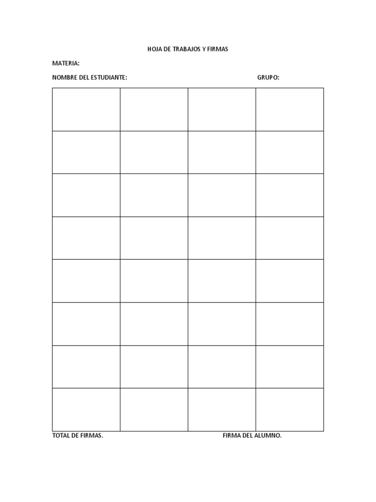 Hoja de Trabajos y Firmas | PDF | Crecimiento personal y profesional