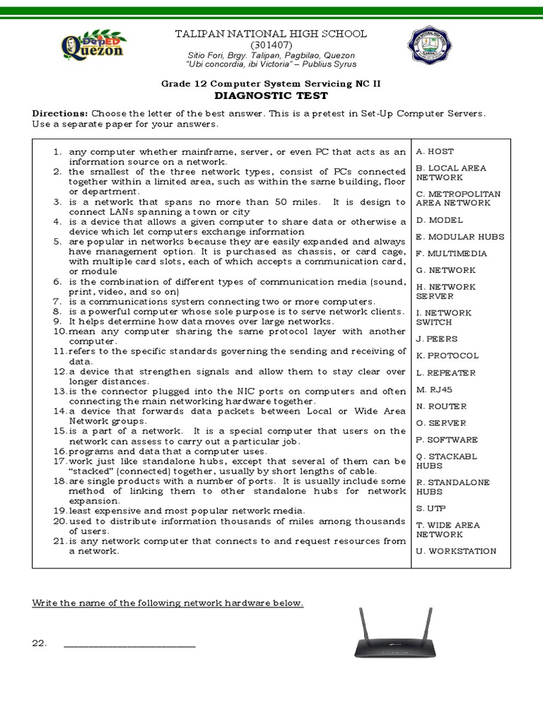 Diagnostic-Test For CSS-ICT | PDF | Computer Network | Personal Computers