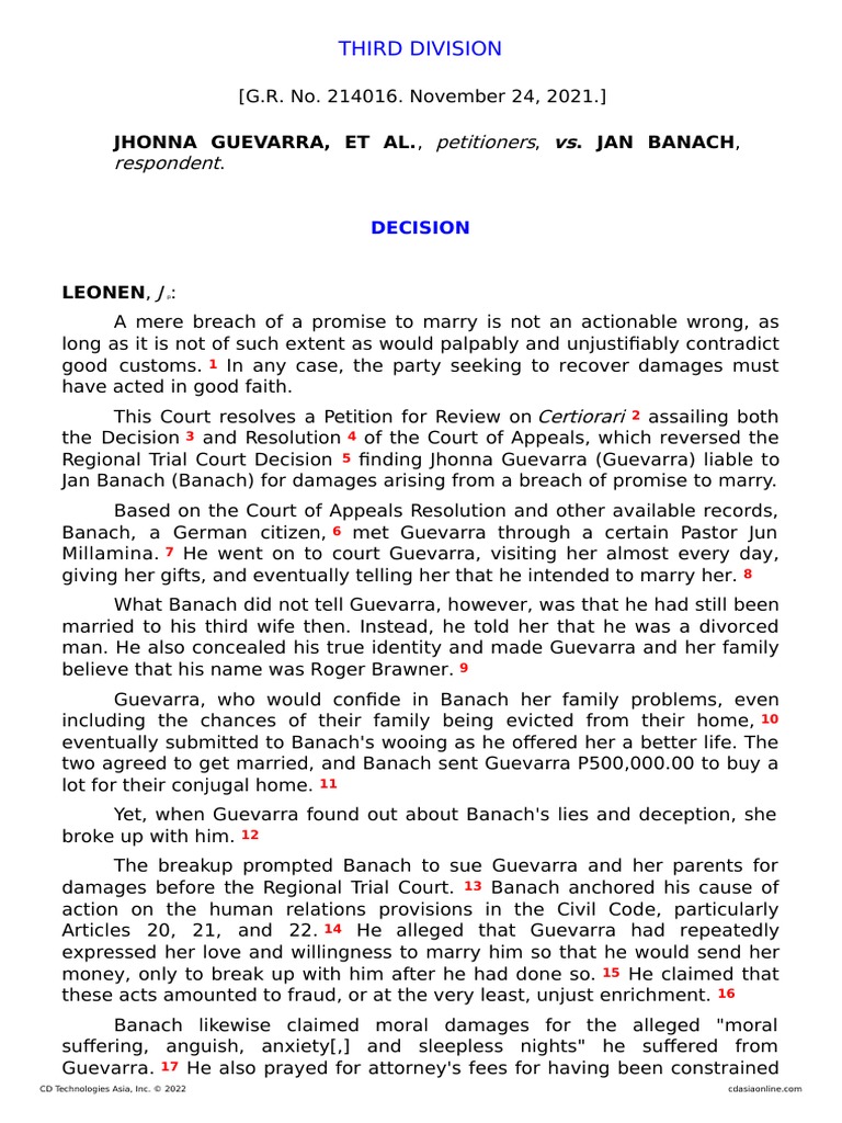 Guevarra - Et - Al. v. Banach | PDF | Damages | Marriage