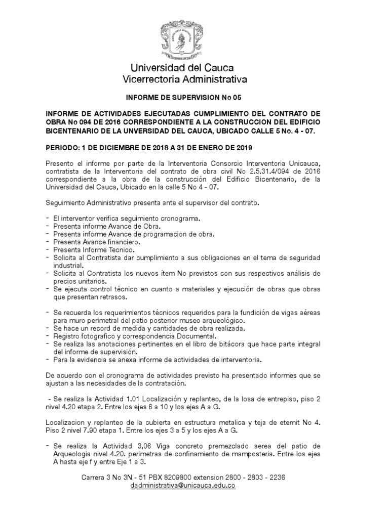 Informe Supervision Acta No 5 | PDF | edificio | Bienes raíces