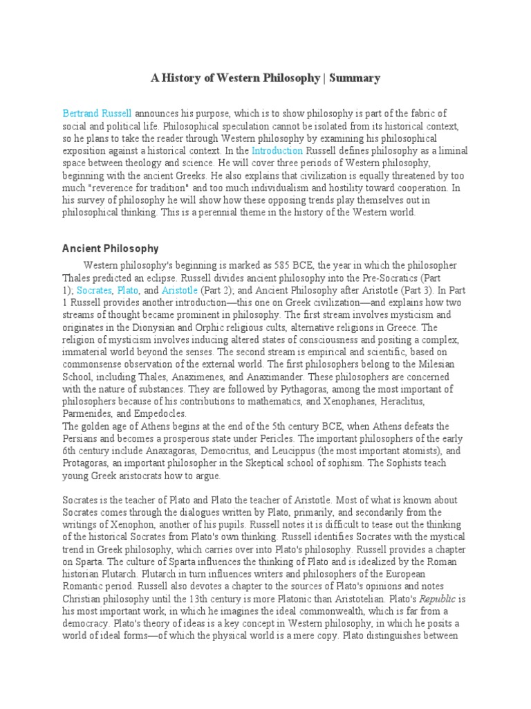 Western Philosophy: A Historical Overview | PDF | Plato | Ancient Greek ...