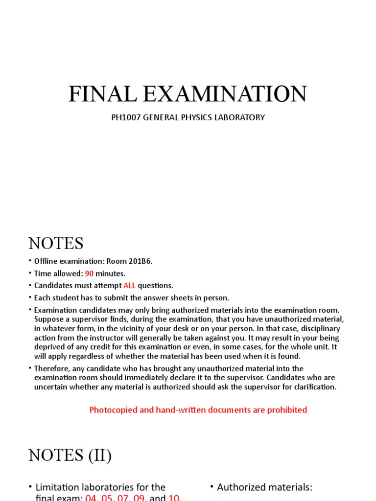 Final Examination Ph1007 | PDF