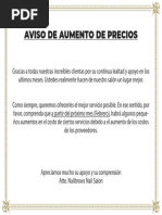 Modelo de Carta Informativa de Subida de Precios | PDF