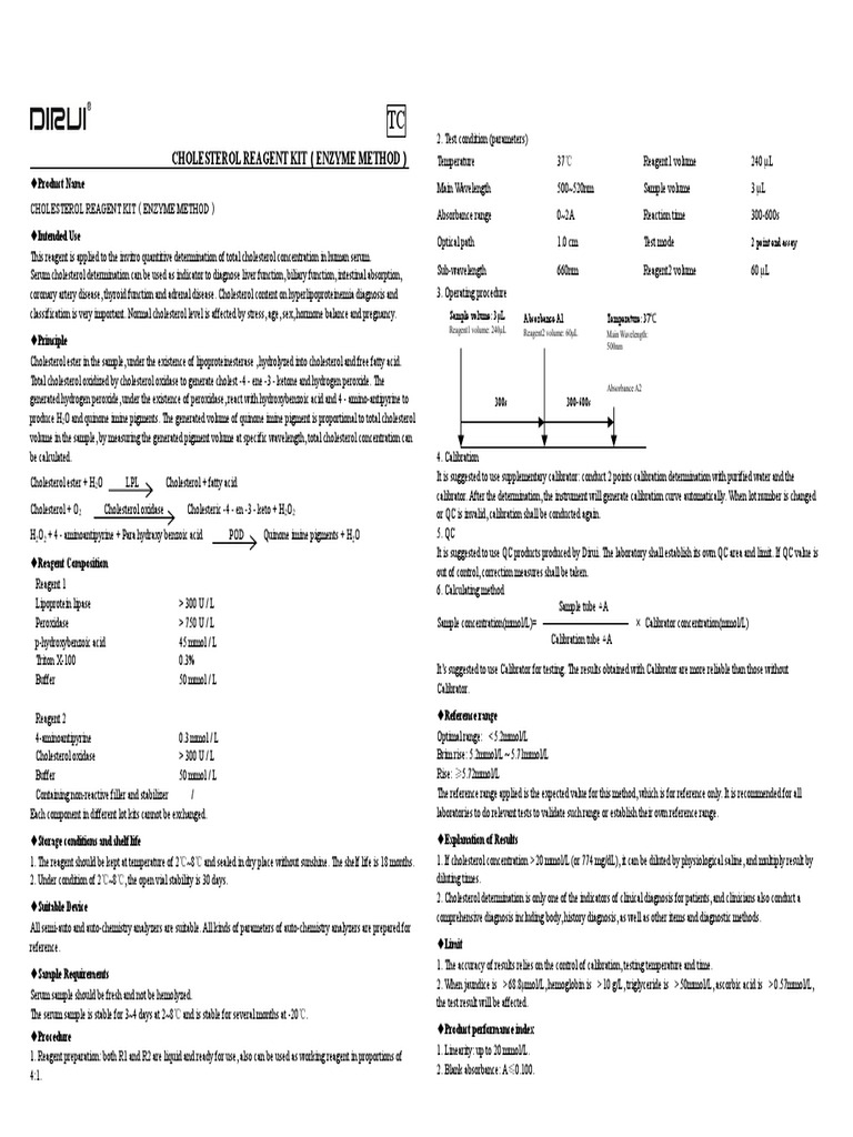 TC Kit Insert | PDF | Cholesterol | Medical Diagnosis