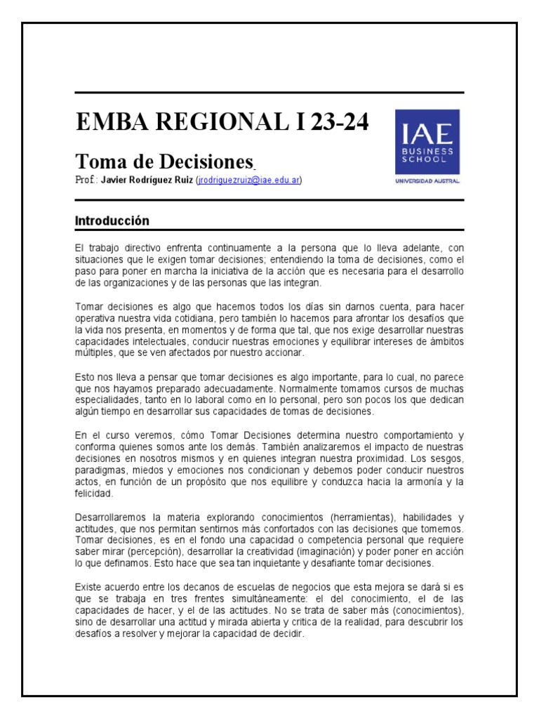 Syllabus TdeD JRR | PDF | Toma de decisiones | Evaluación