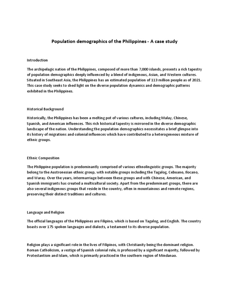 Population Demographics of The Philippines - A Case Study | PDF ...