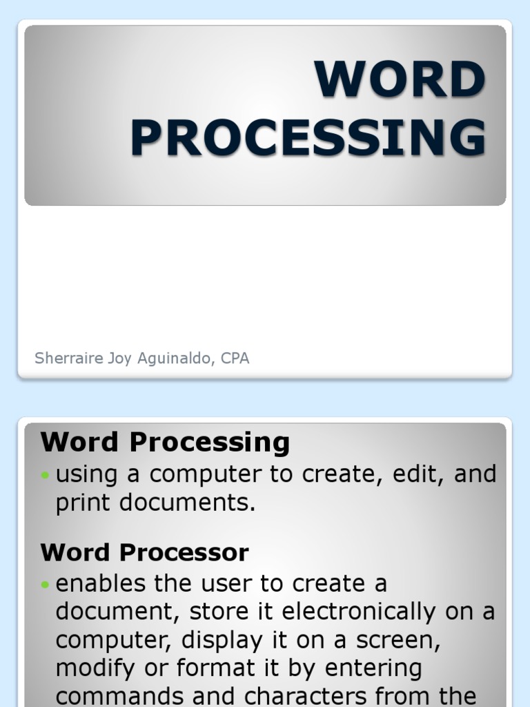 02 Word-Processing Part-1 | PDF | Microsoft Word | Window (Computing)