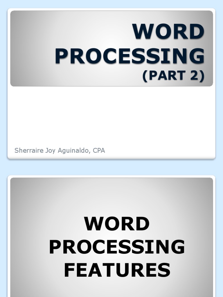 02 - Word Processing - Part 2 1 | PDF | Cursor (User Interface) | Typefaces
