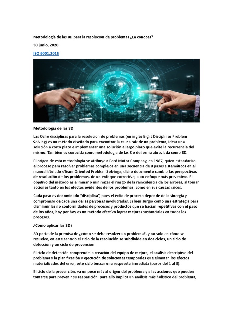 Metodología de Las 8D para La Resolución de Problemas | PDF