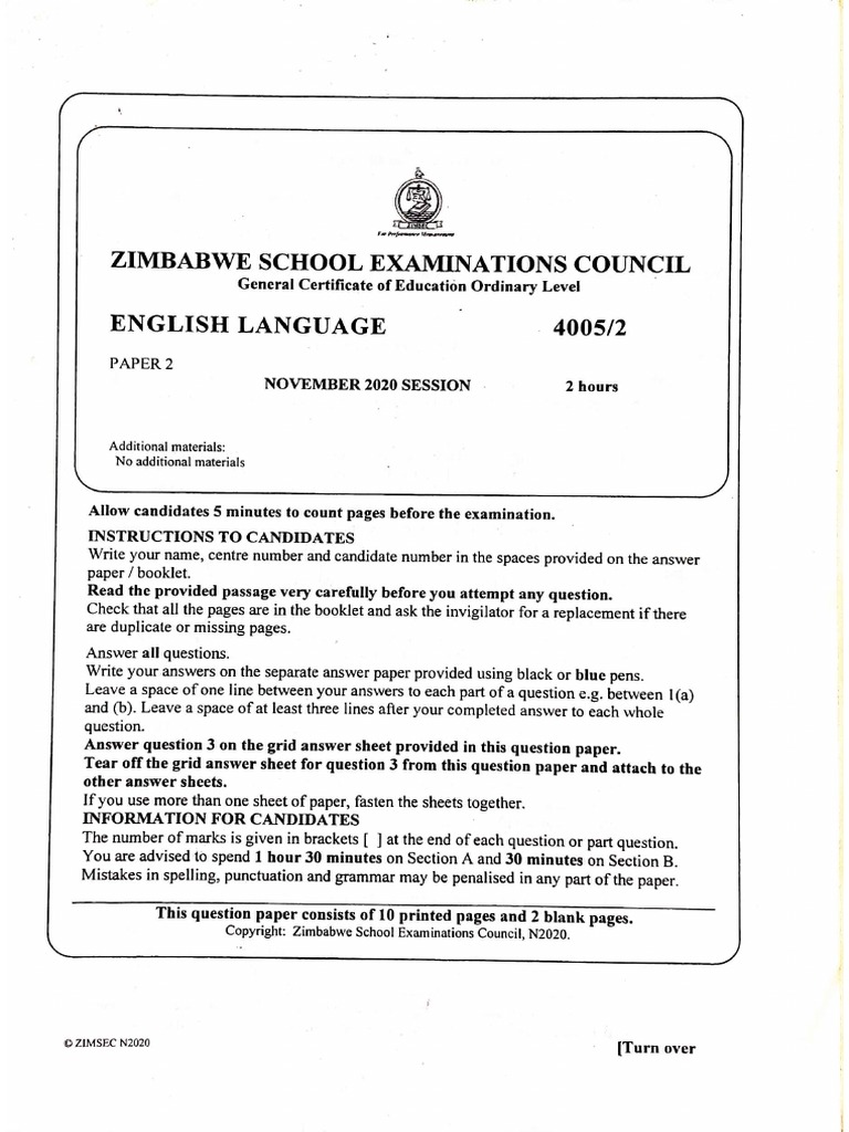 English Language November 2020 Paper 2 | PDF