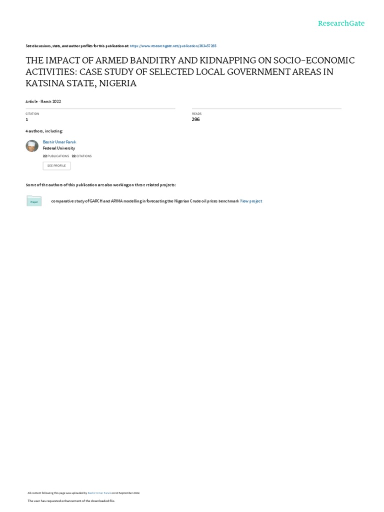 Impact of Banditry on Katsina's Economy | PDF | Survey Methodology ...