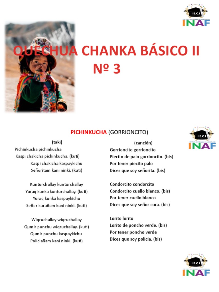 Inaf Quechua Chanka Básico Ii Nº3 | PDF | Andes