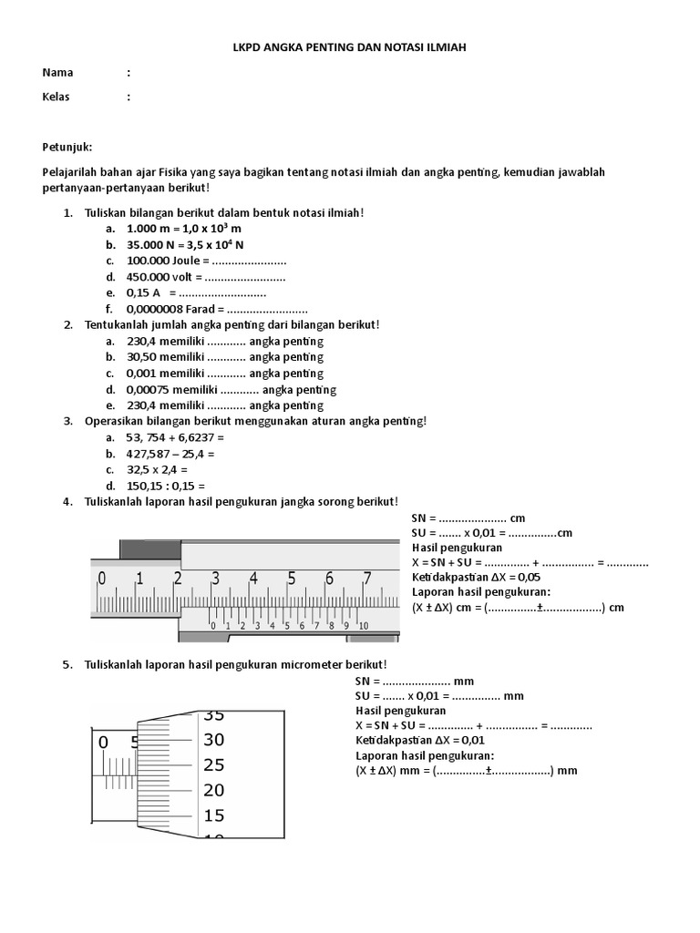 LKPD Fisika: Notasi Ilmiah | PDF | Teknologi & Rekayasa
