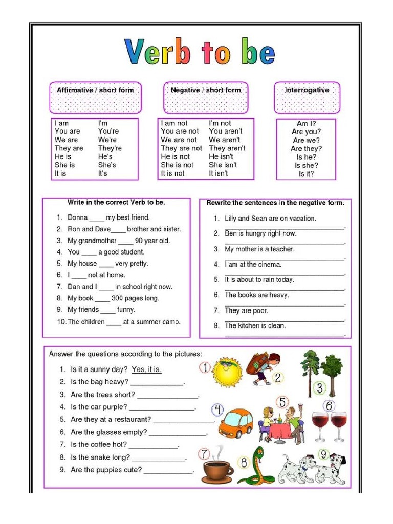 SESION 2 - VERB TO BE - 4toCICLO - HOMEWORK | PDF