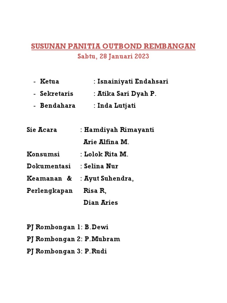 RUNDOWN OUTBOUND 2023 | PDF