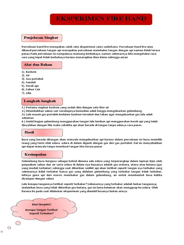 LKPD Eksperimen Fire Hand | PDF