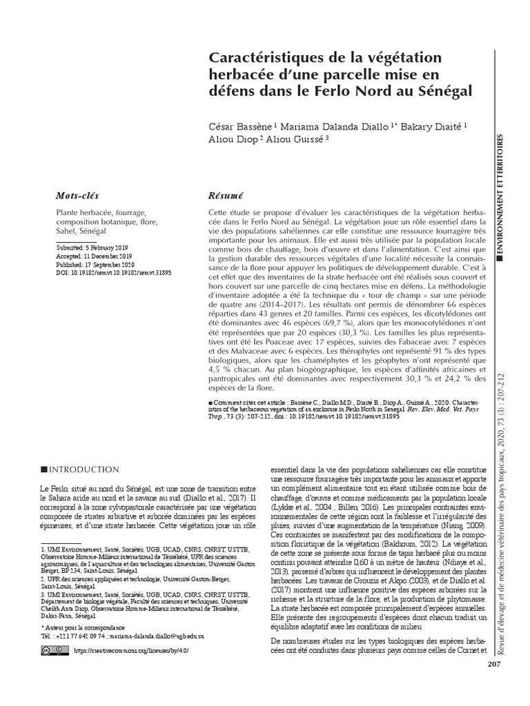 Caractéristiques de la végétation herbacée au Ferlo | PDF | Prairie ...