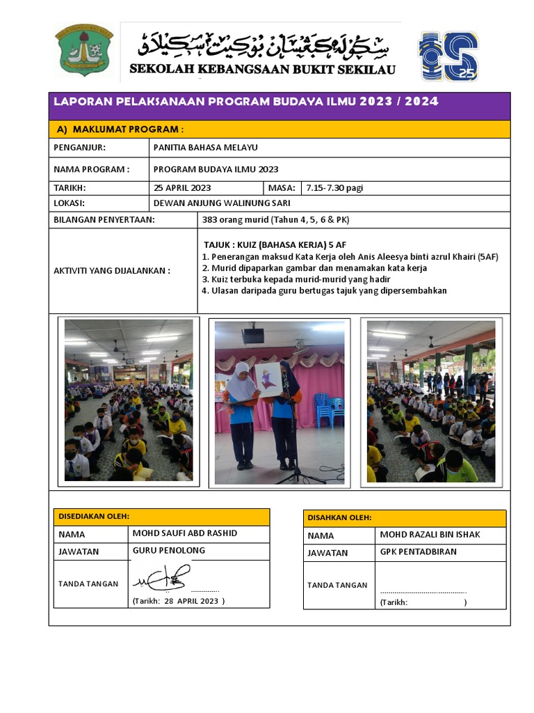 Laporan Program Budaya Ilmu April 5af | PDF