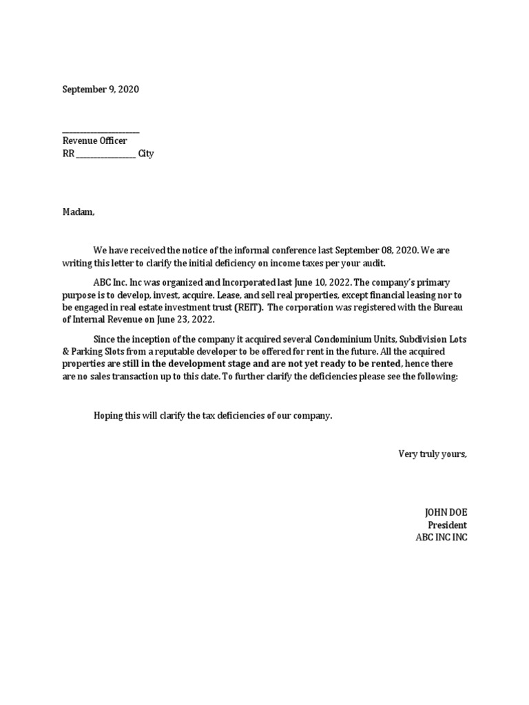 Letter of Explanation To Bir Discrepancy | PDF