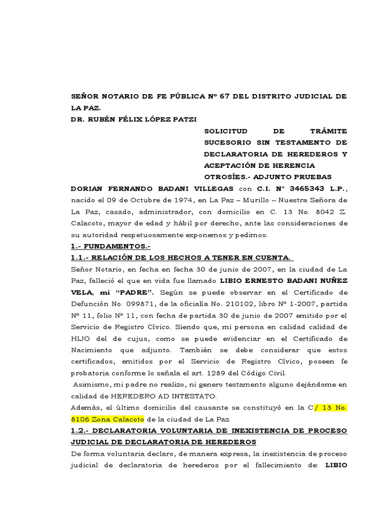 Declaratoria de Herederos | PDF | Herencia | Justicia