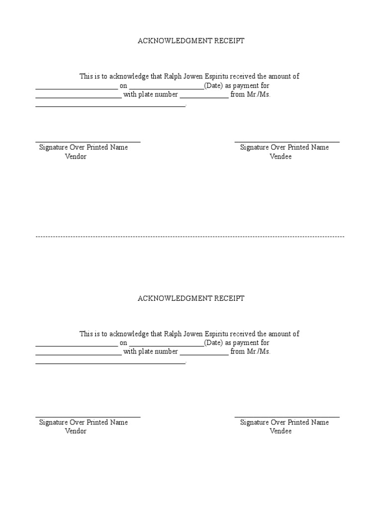 Acknowledgment Receipt | PDF
