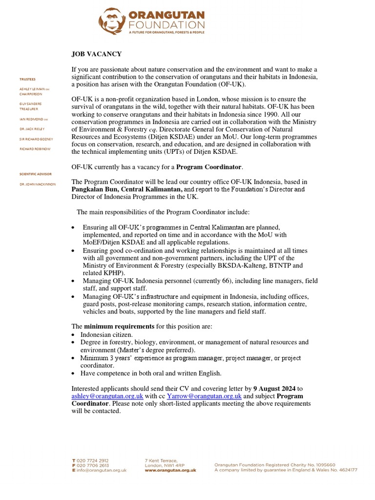 Program Coordinator Advert - Jul 202 | PDF | Conservation Biology ...