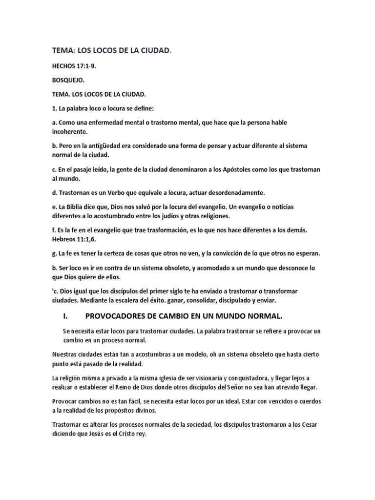 Tema Los Locos de La Ciudad | PDF | Pablo el apóstol | Jesús