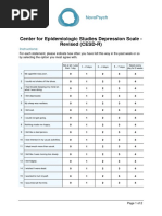 Center For Epidemiological Studies Depression Scale For Children (CES ...