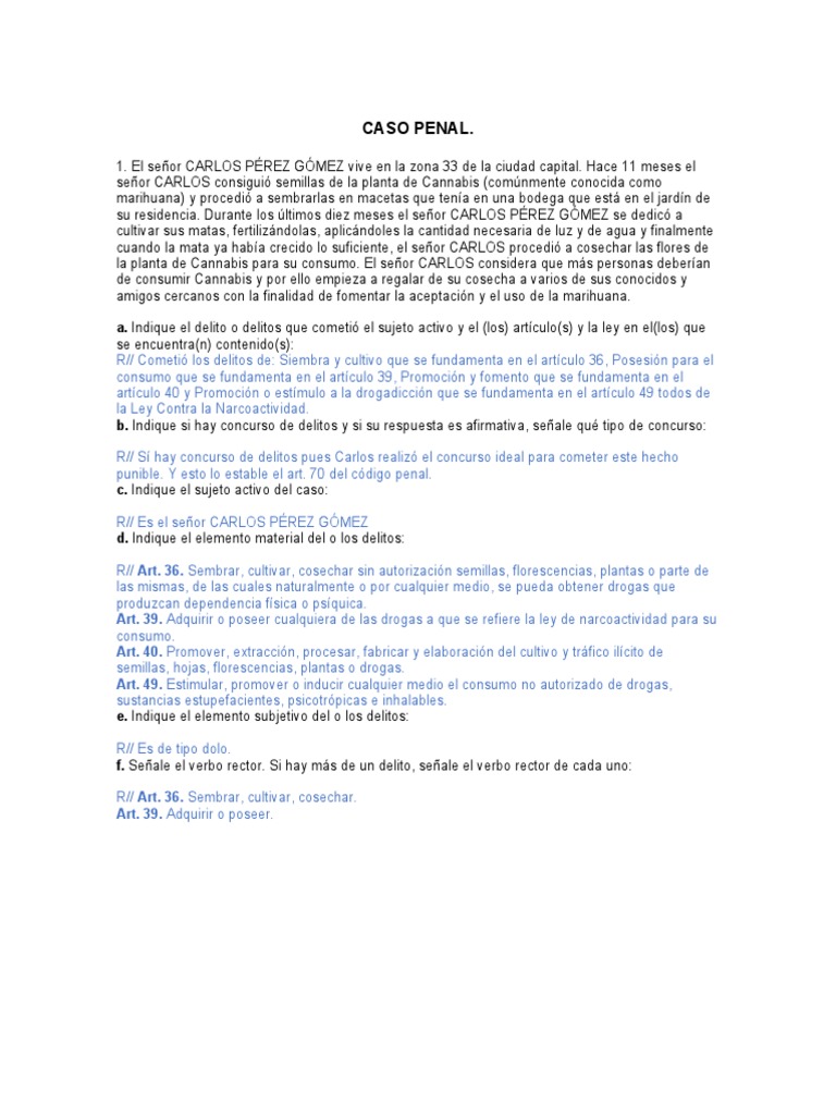 Caso Penal | PDF | Cannabis (Droga) | Intención (Derecho Penal)