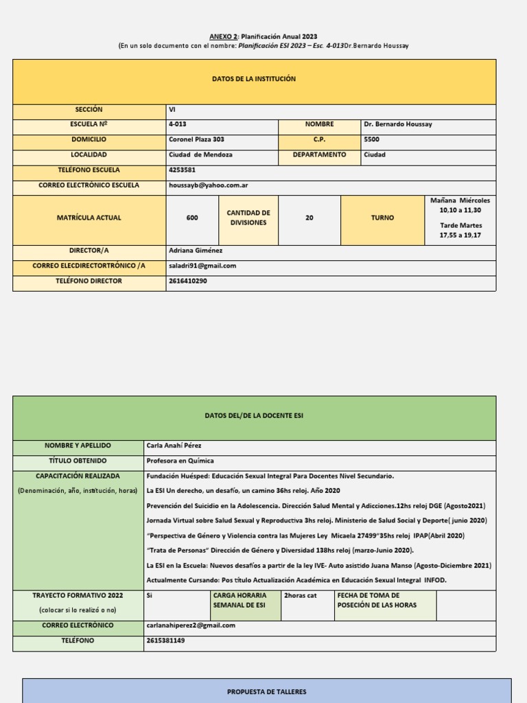 Planificación ESI 2023 Escuela Houssay | PDF | Ciclo menstrual | La sexualidad humana
