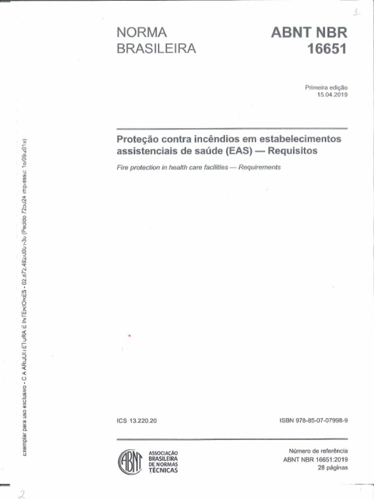 NBR 16651-2019 - Proteção Contra Incêndio em EAS | PDF