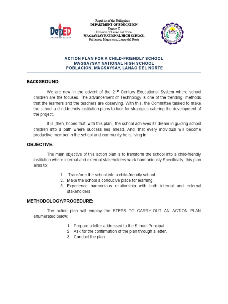 Action Plan For A Child-Friendly School 2017 | PDF | Methodology