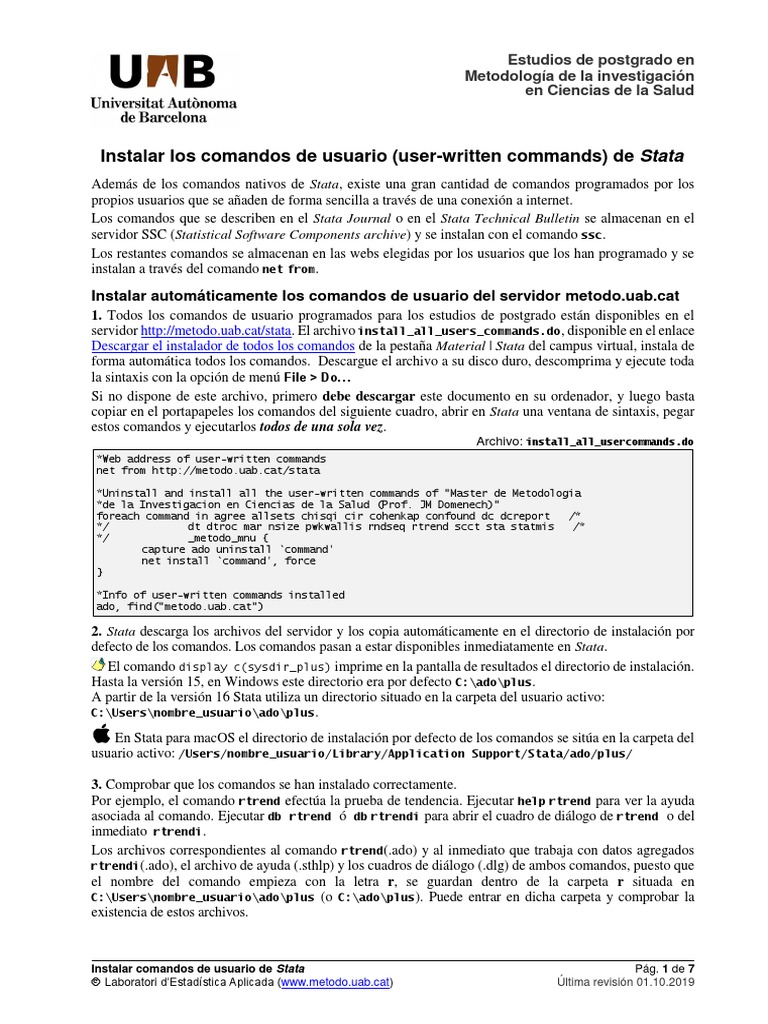 Instalar Comandos de Usuario de Stata | PDF