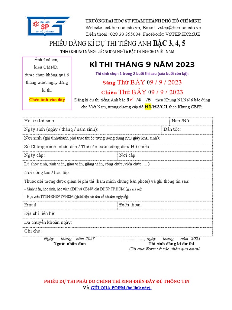 Phieu VSTEP 2023 - 09 - Online | PDF