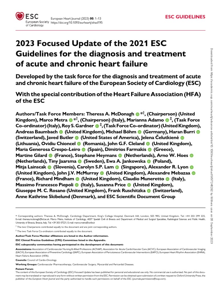 Esc 2023 Ic Eng | PDF | Heart Failure | Health Care