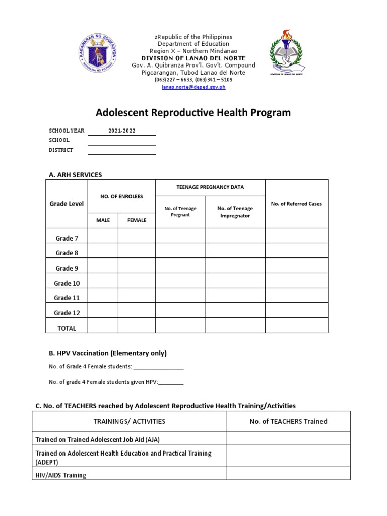 ARH Data 2 | PDF | Youth | Public Health