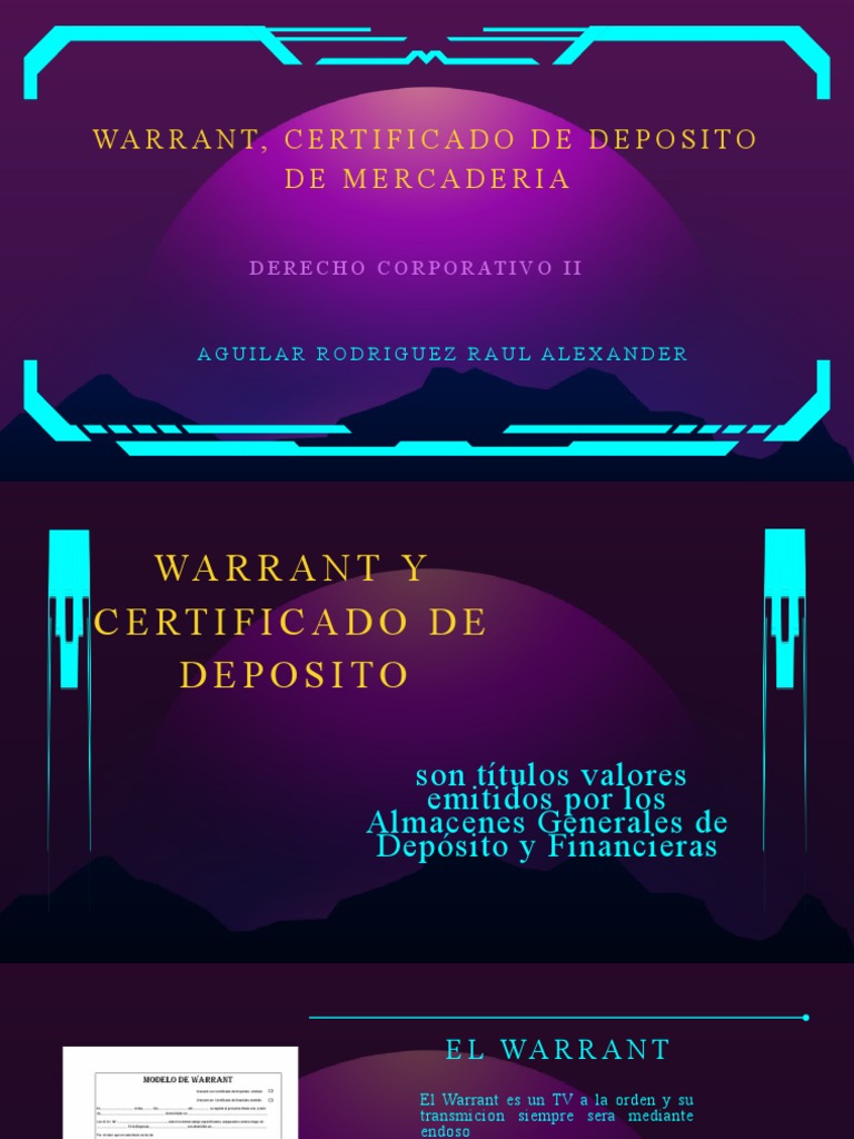 El Warrant, Certificado de Deposito de Mercaderia | PDF | Economias