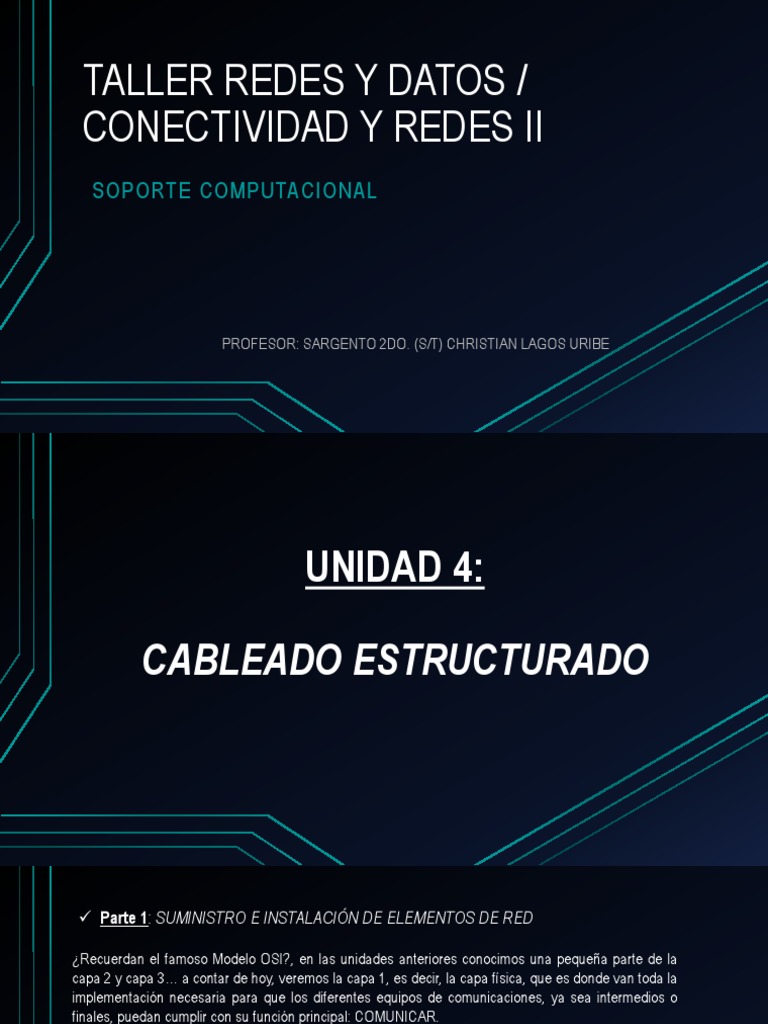 Unidad 4 Cableado Estructurado | PDF | Telecomunicaciones | Industrias de servicio